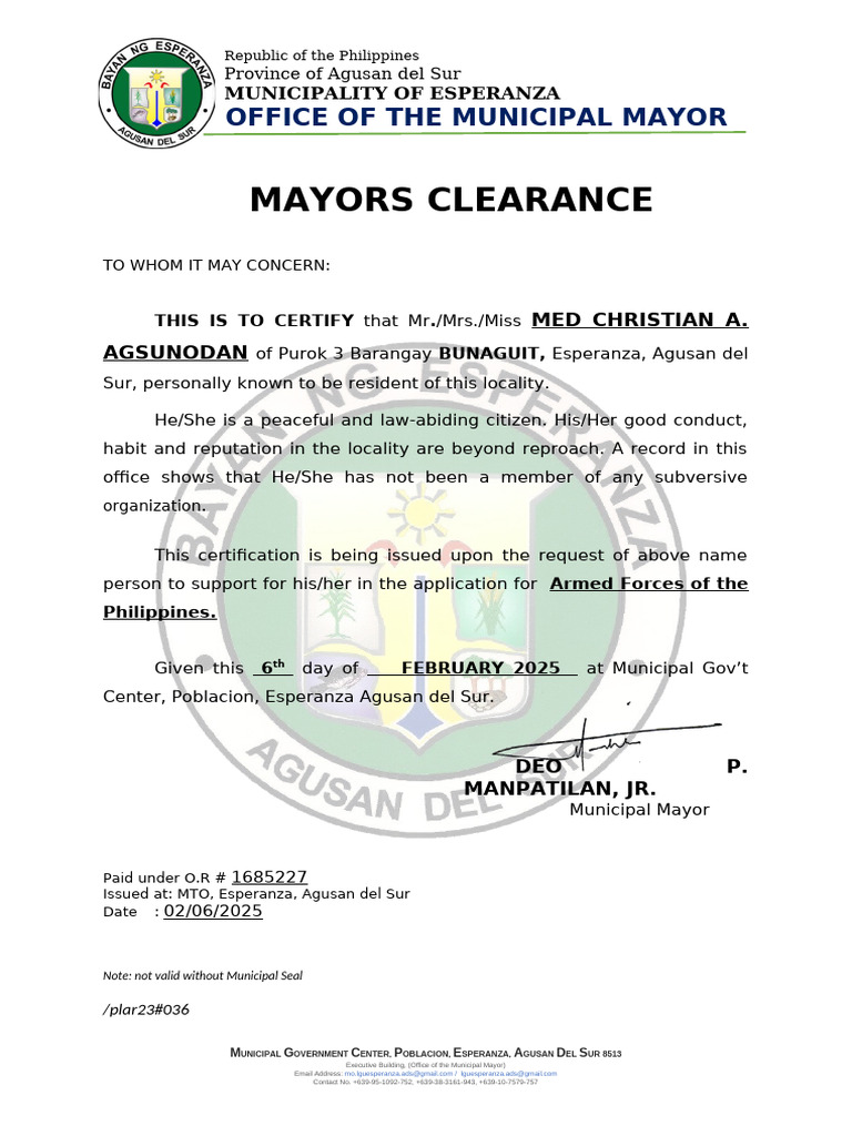 Mayors Clearance - New Form | PDF