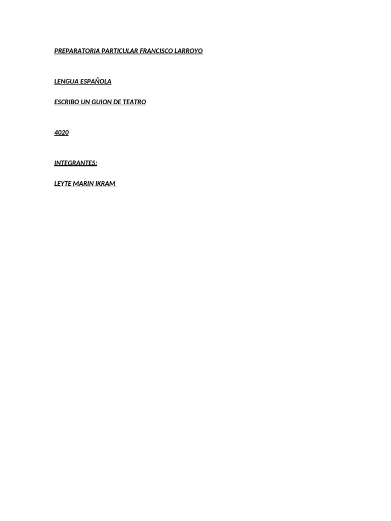 GUION DE TETRO | PDF | Humor | Teatro