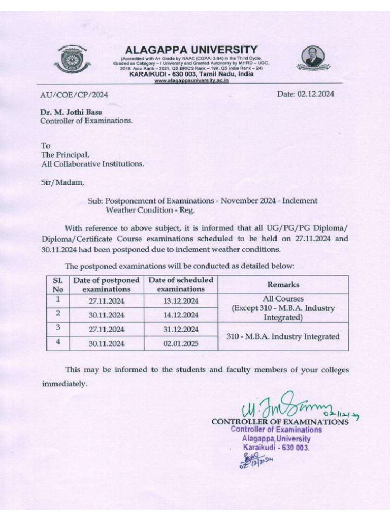 DCP Examination Time Table Nov-2024 | PDF
