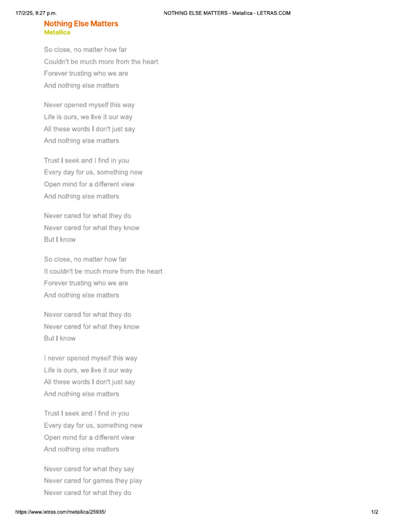 Nothing Else Matters | PDF