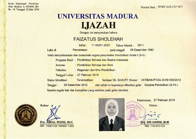 Faizatus Sholehah-201699567479-IJAZAH | PDF
