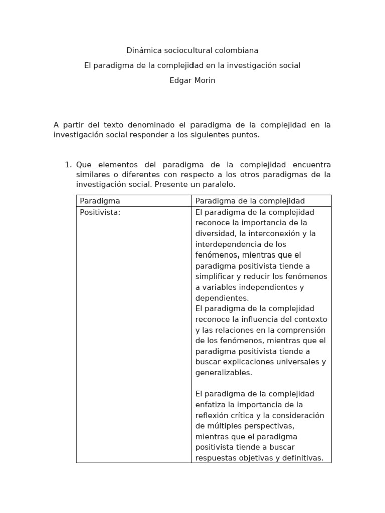 Paradigma de La Complejidad en La Investigación TALLER | PDF | Complejidad | Pensamiento sistémico
