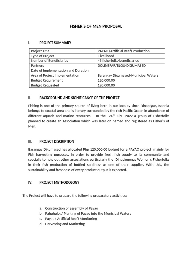 PAYAO Project Proposal for Fisherfolks | PDF | Oceanography | Natural ...