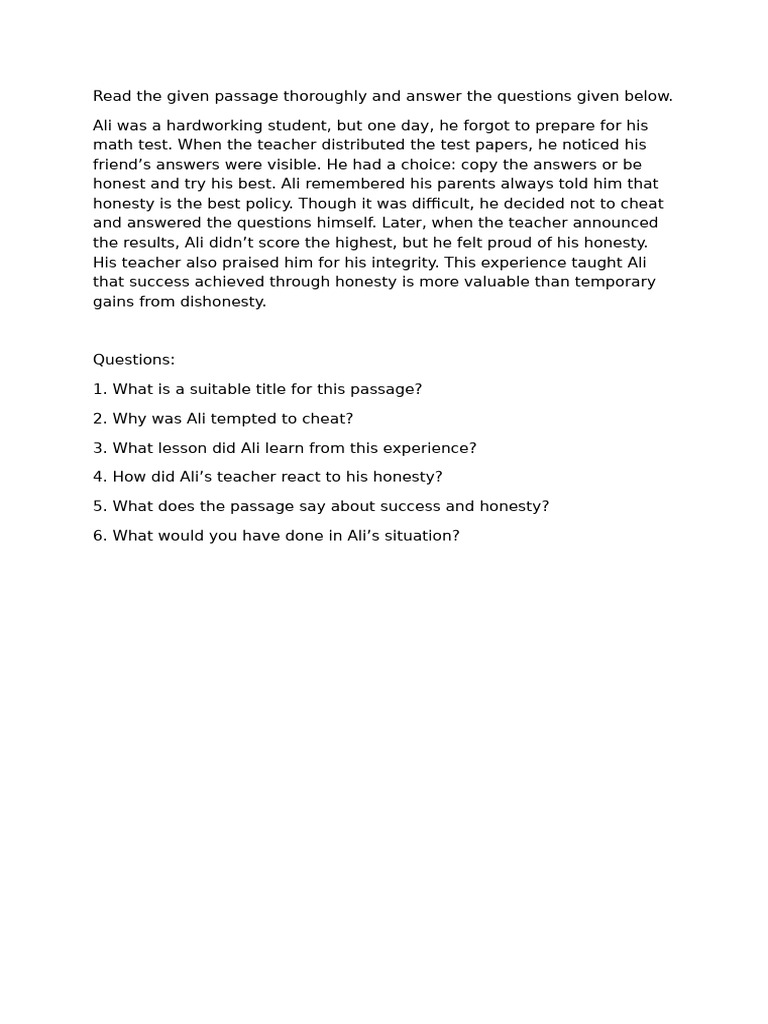 Paragraph comprehension 2 | PDF