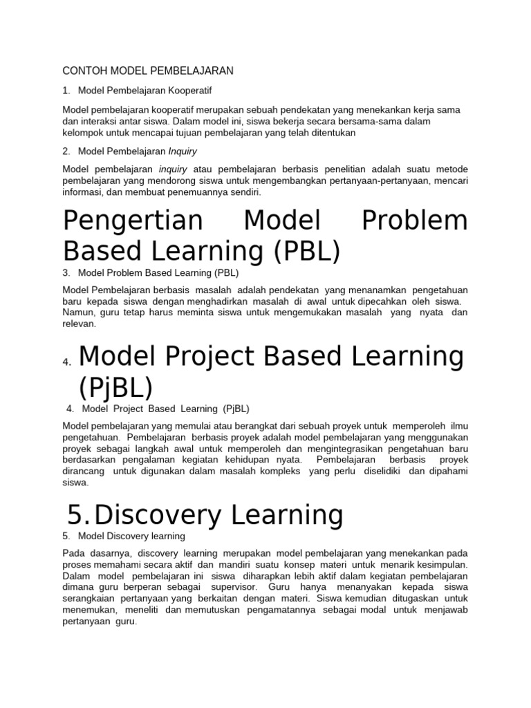 CONTOH MODEL PEMBELAJARAN | PDF