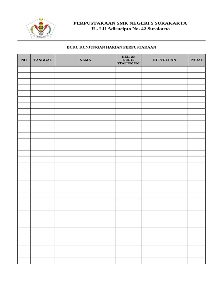 Form Kunjungan Perpustakaan | PDF