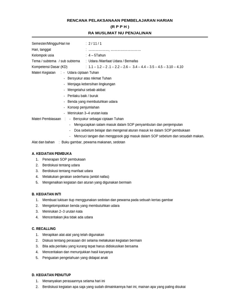 RPPH TK-A SMT2 Minggu_11 - Udara | PDF