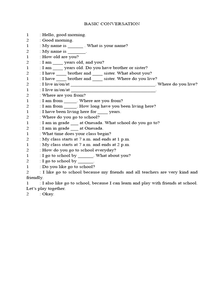 Basic Conversation | PDF