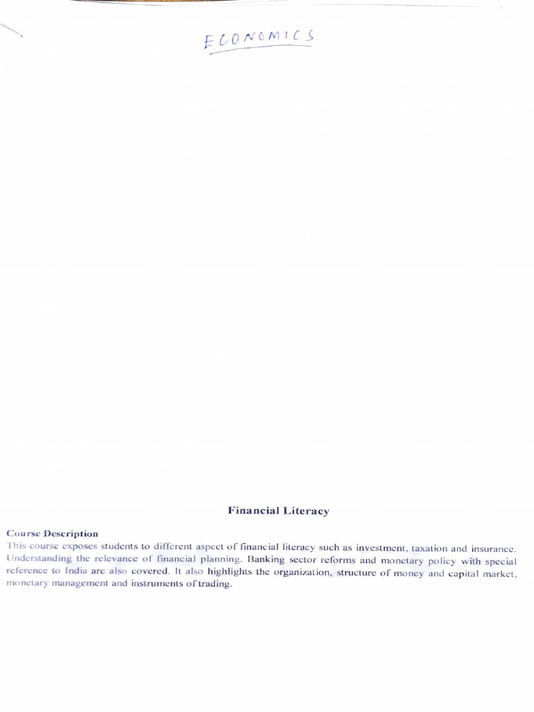 Financial Literacy Course Overview | PDF | Capital Market | Taxes
