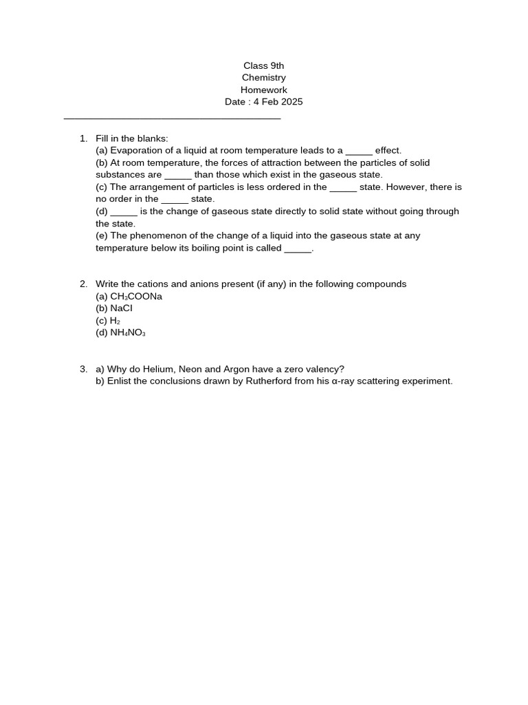 Class 9th Chemistry - 2 | PDF