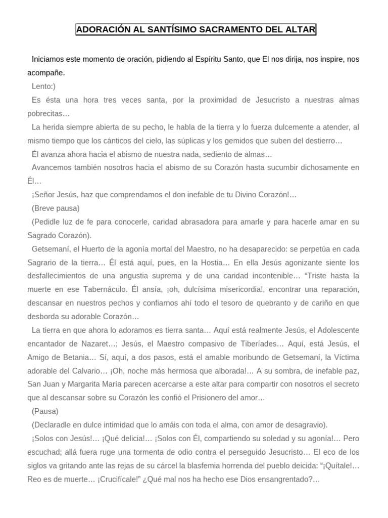 Adoración Al Santísimo Sacramento Del Altar 21 Oct 21 | PDF | Amor ...