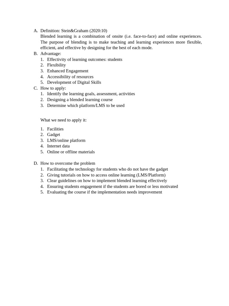 Blended Learning Key Points | PDF | Educational Technology | Learning