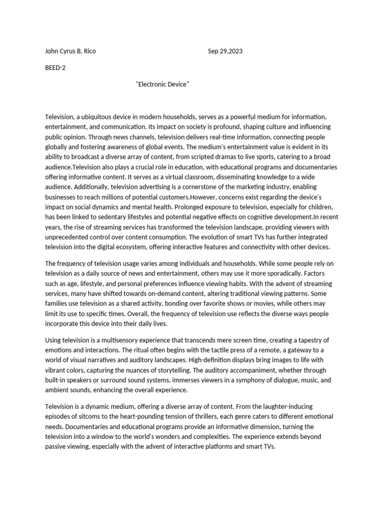 John Cyrus B. R-WPS Office | PDF | Television | Media (Communication)