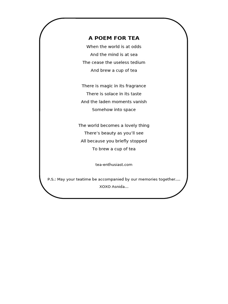 A POEM FOR TEA | PDF