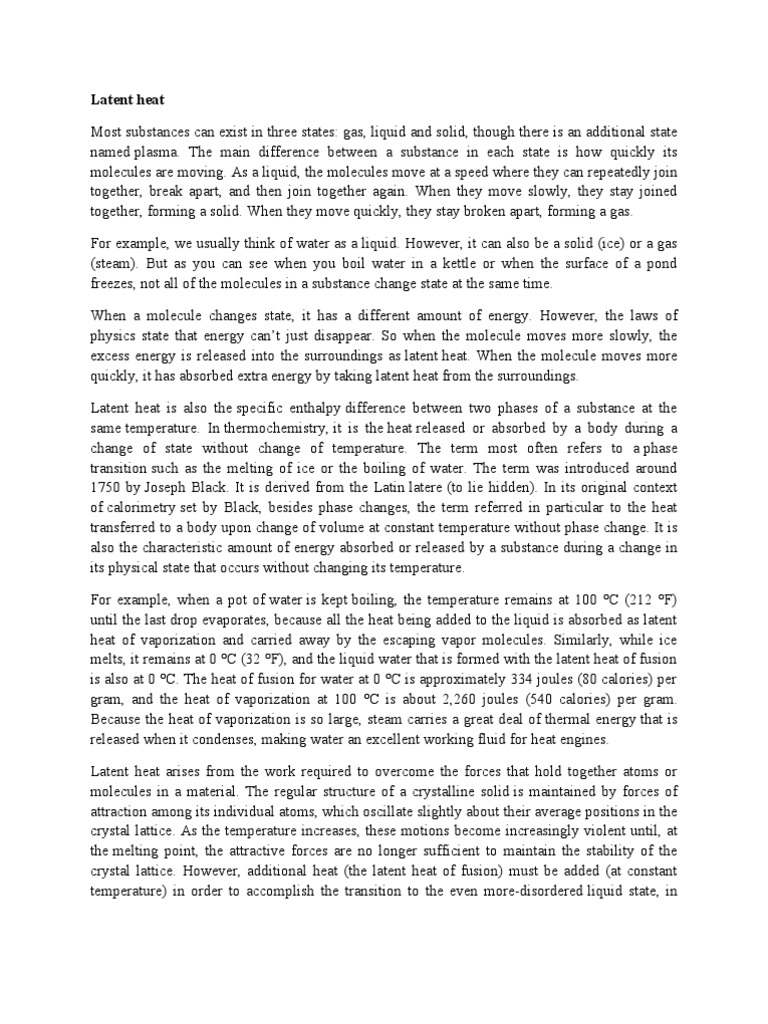 Understanding Latent Heat Concepts | PDF | Latent Heat | Freezing