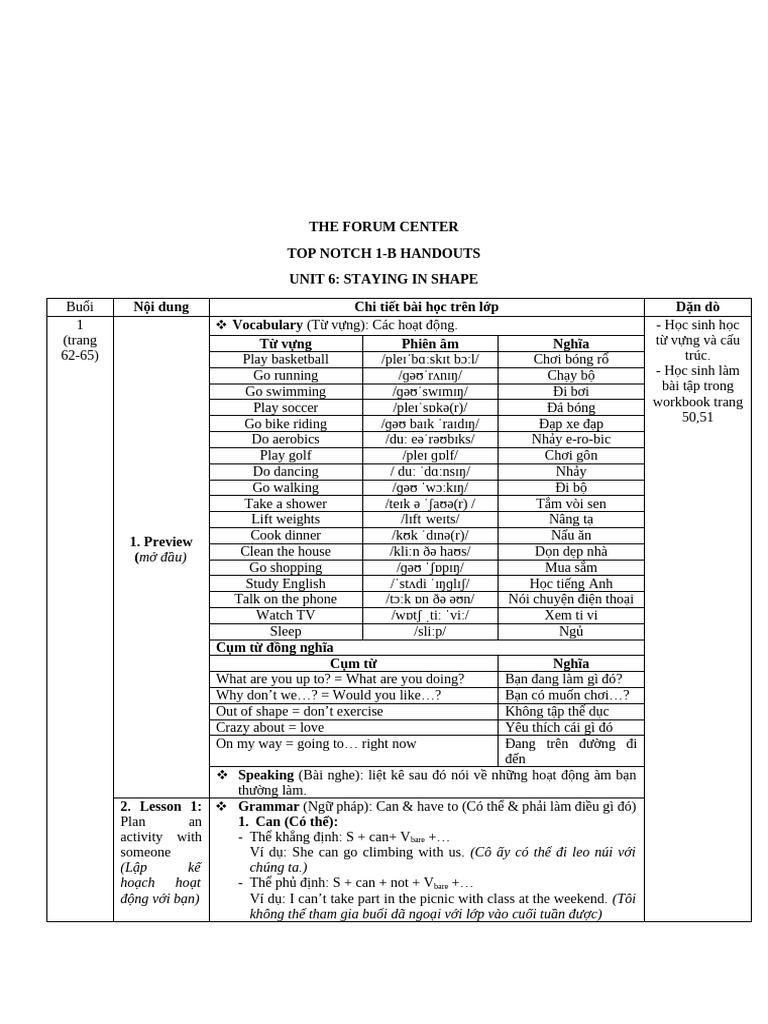 Top notch 1B handouts- REV1 | PDF