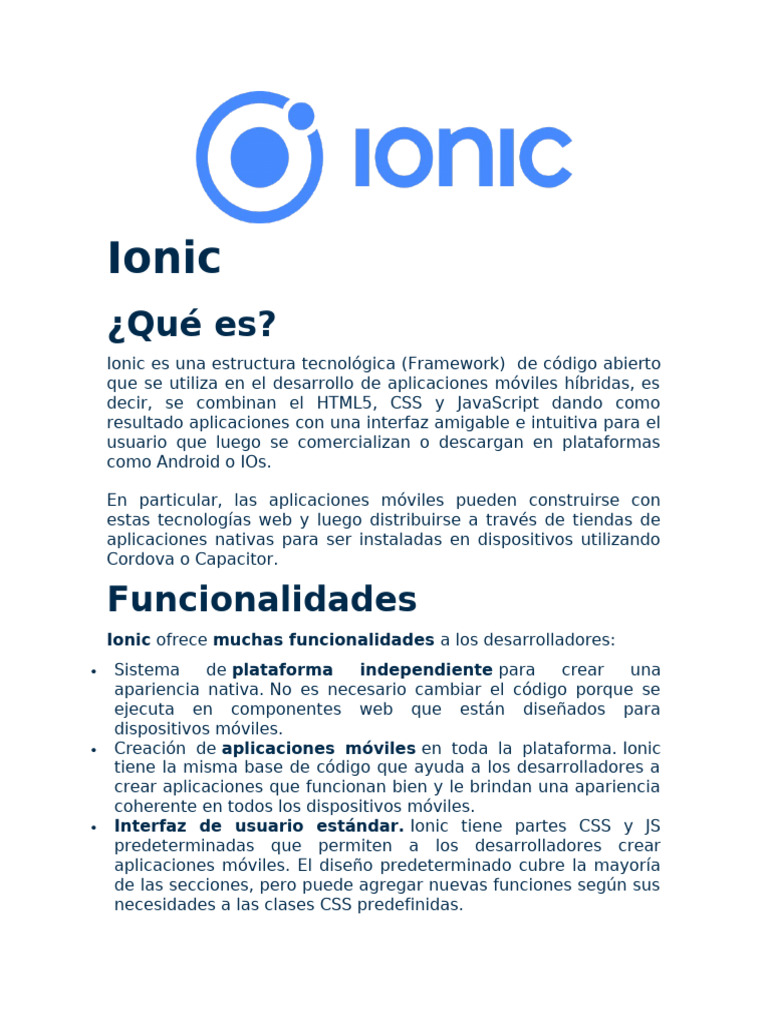 Ionic | PDF | Aplicación movil | Aplicación web