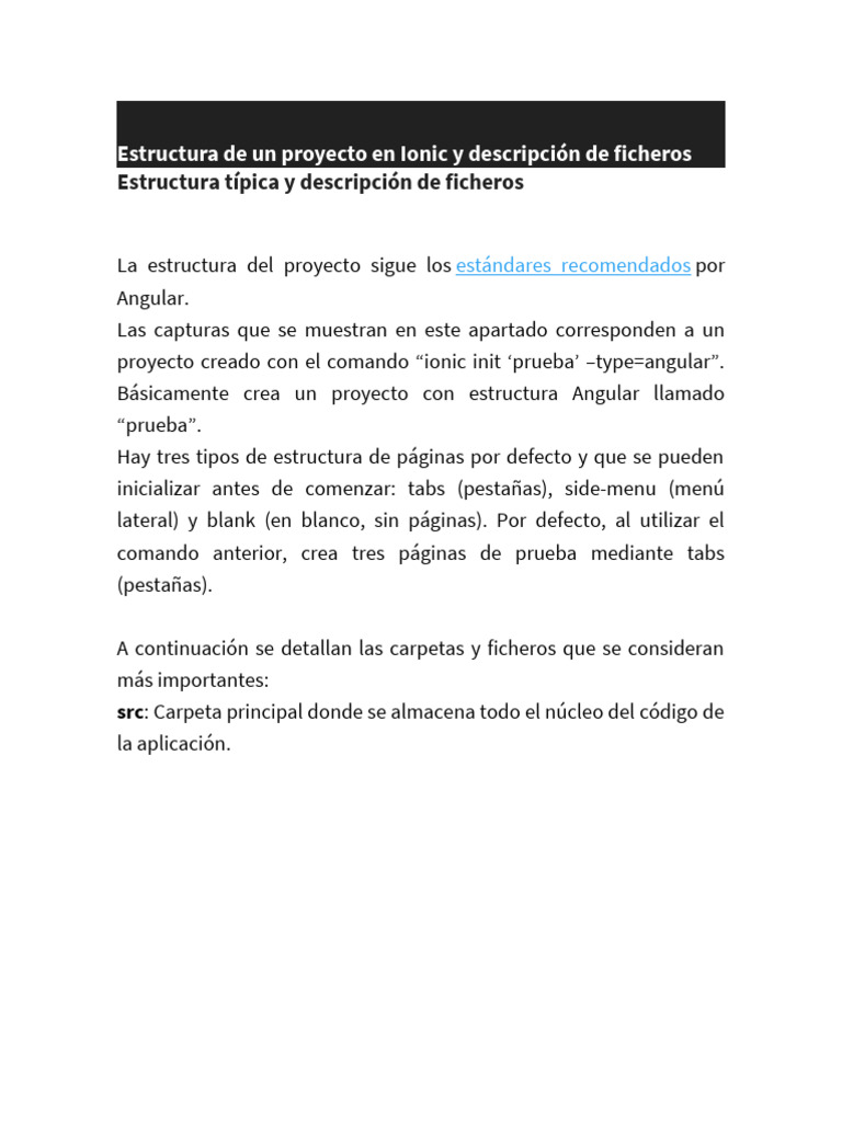 Estructura de Proyectos en Ionic | PDF | Archivo de computadora | Directorio (Computación)