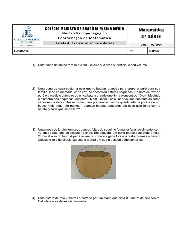 Tarefa 4 - Esferas | PDF