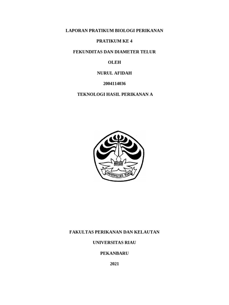 BIOPER FEKUNDITAS DAN DIAMETER TELUR | PDF
