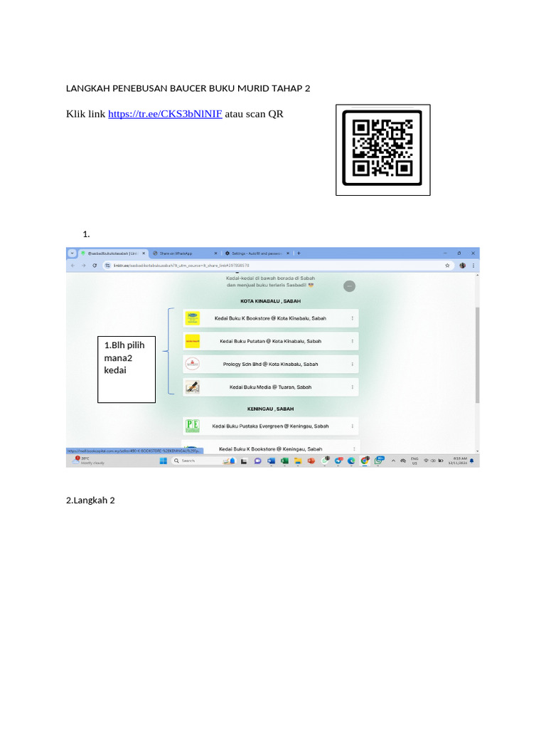 Langkah Penebusan Baucer Buku Murid Tahap 2 | PDF