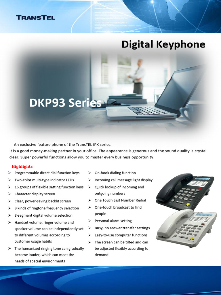 TransTEL IPX Series Feature Phone | PDF | Telephone | Backlight