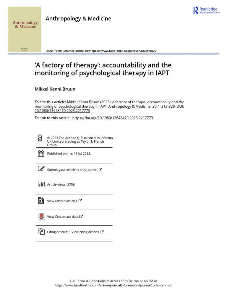 A Factory of Therapy Accountability and The Monitoring of Psychological ...