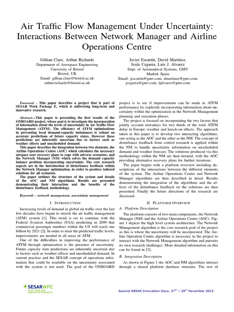 Air Traffic Flow Management Under Uncertainty | PDF | Mathematical Optimization | Applied ...