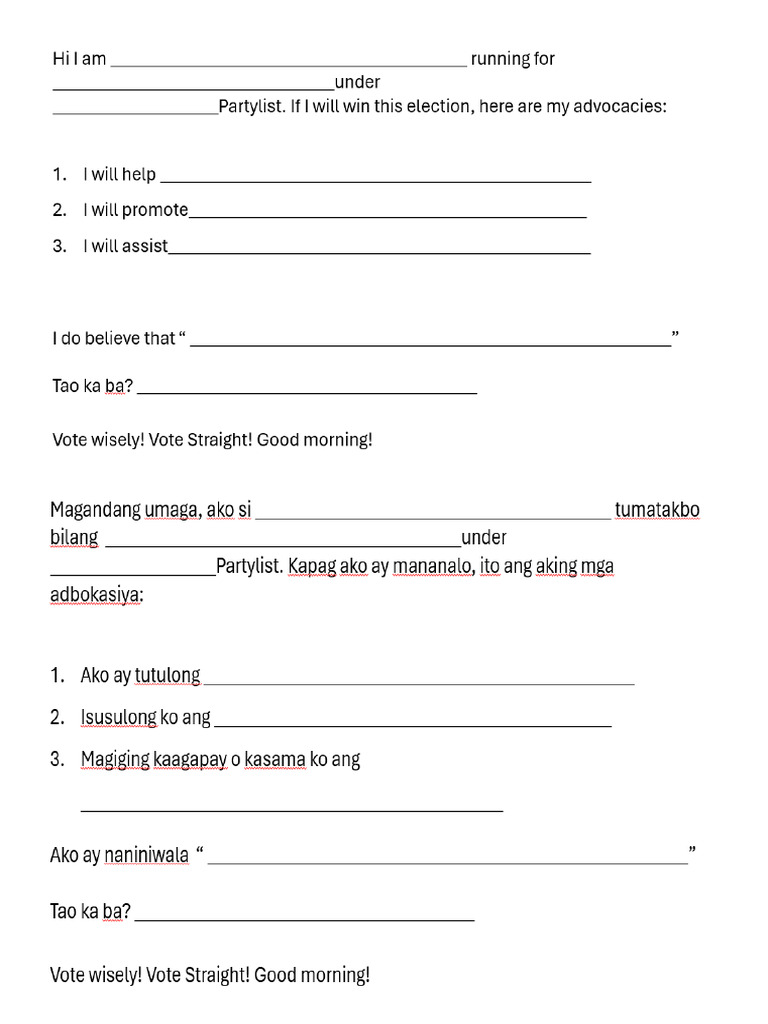SELG advocacy form | PDF