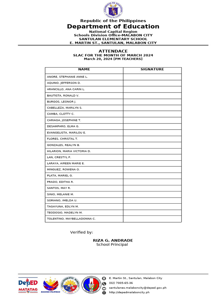 Attendance For Meetings (SLAC) (PM Session) | PDF