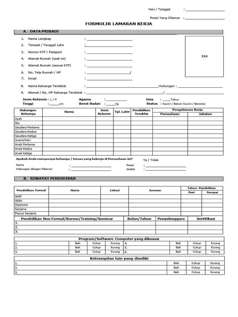 Form Lamaran Kerja Soup | PDF