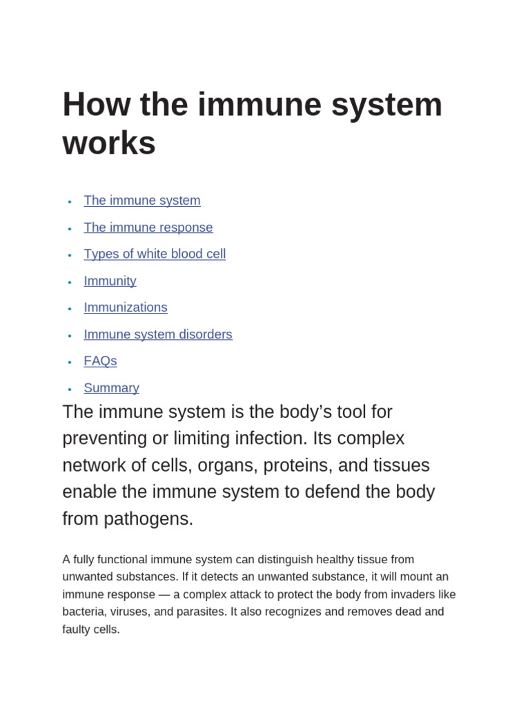 Understanding the Immune System Basics | PDF | Immune System ...