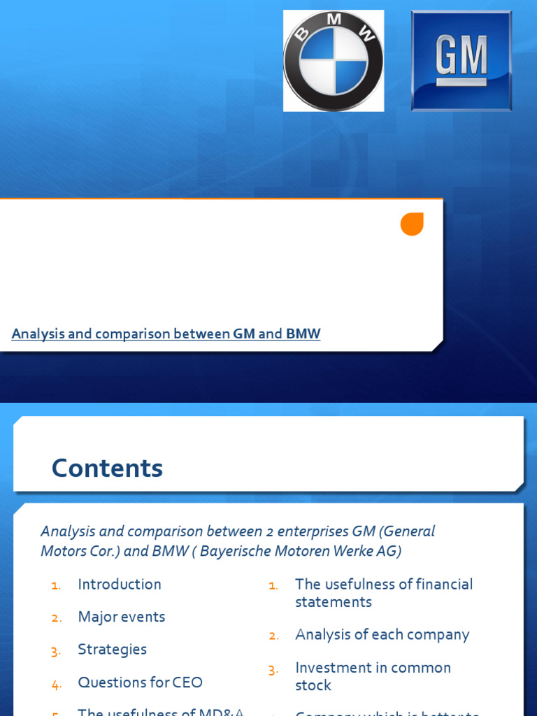 Analysis and comparison between GM and BMW | PDF | Equity (Finance ...