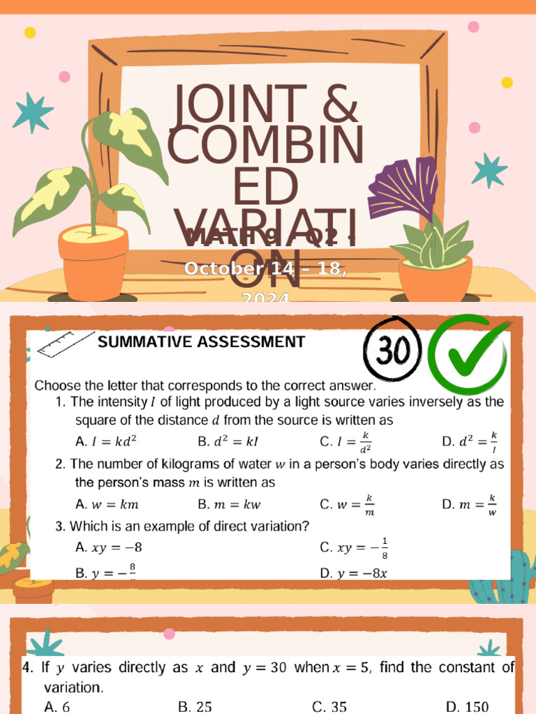 Joint & Combined Variation | PDF | Length | Mathematics