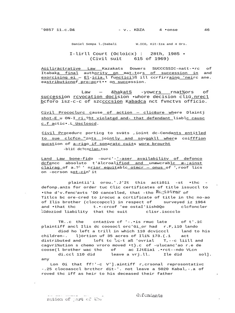 Daniel Sempa Mbabali v Kidza Case Summary | PDF | Common Law | Legal ...