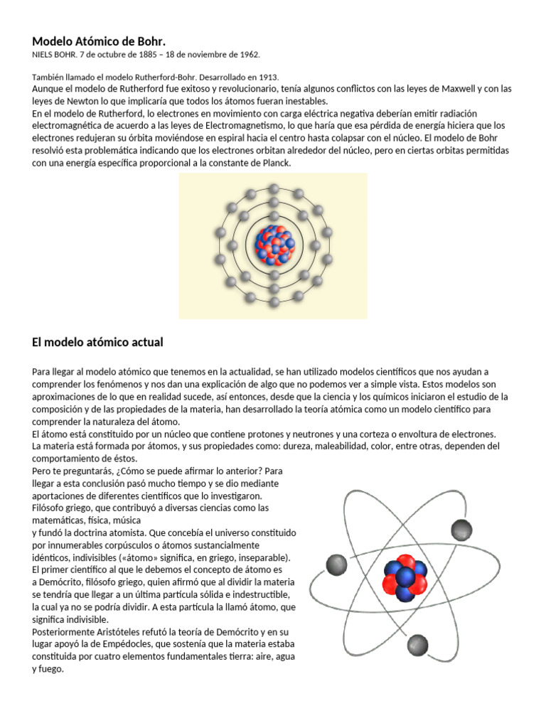 Modelo Atómico de Bohr: Evolución y Fundamentos | PDF | Átomos | Importar