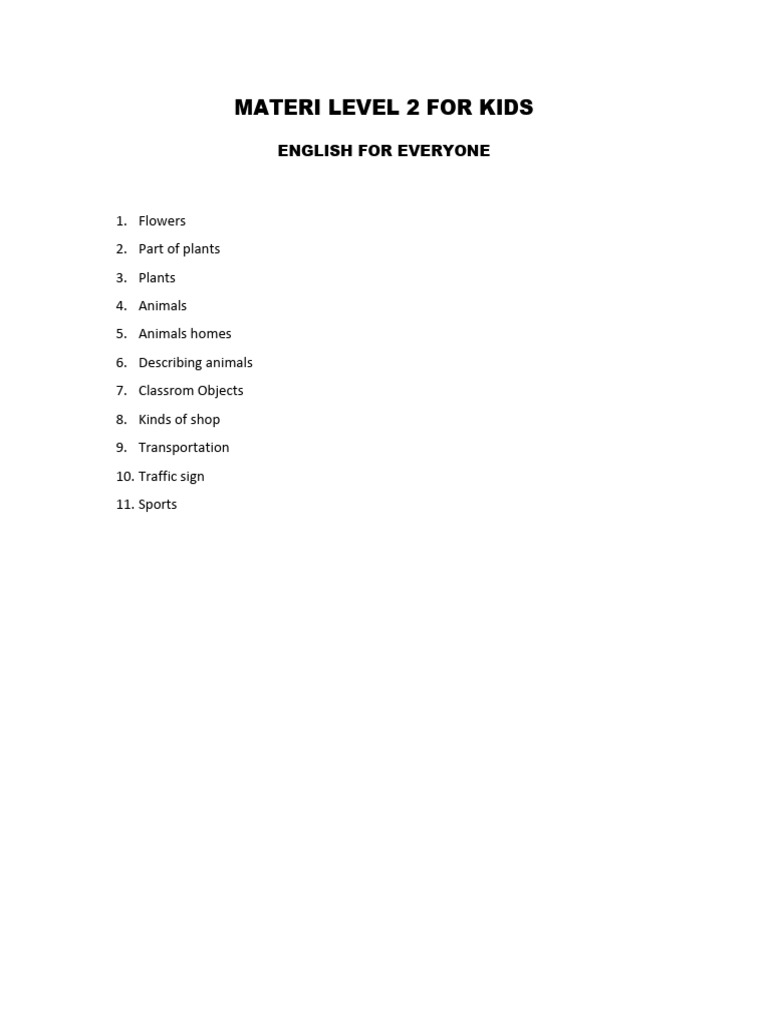 Level 2 English for Kids: Animals & More | PDF