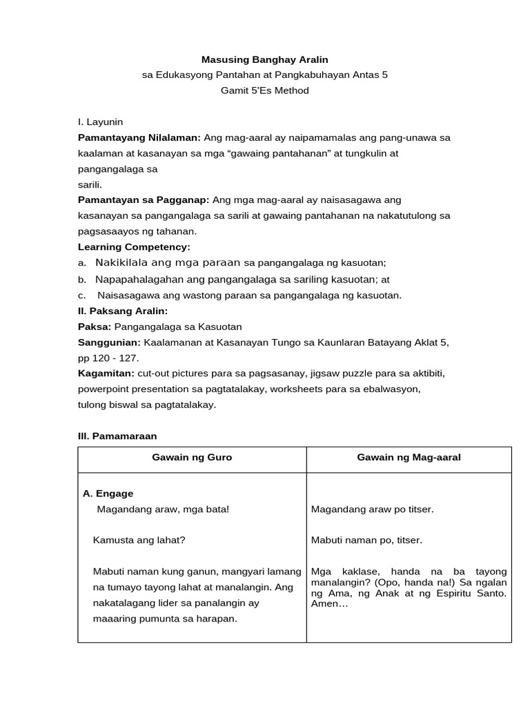 Masusing Banghay Aralin Sa EPP 5 | PDF
