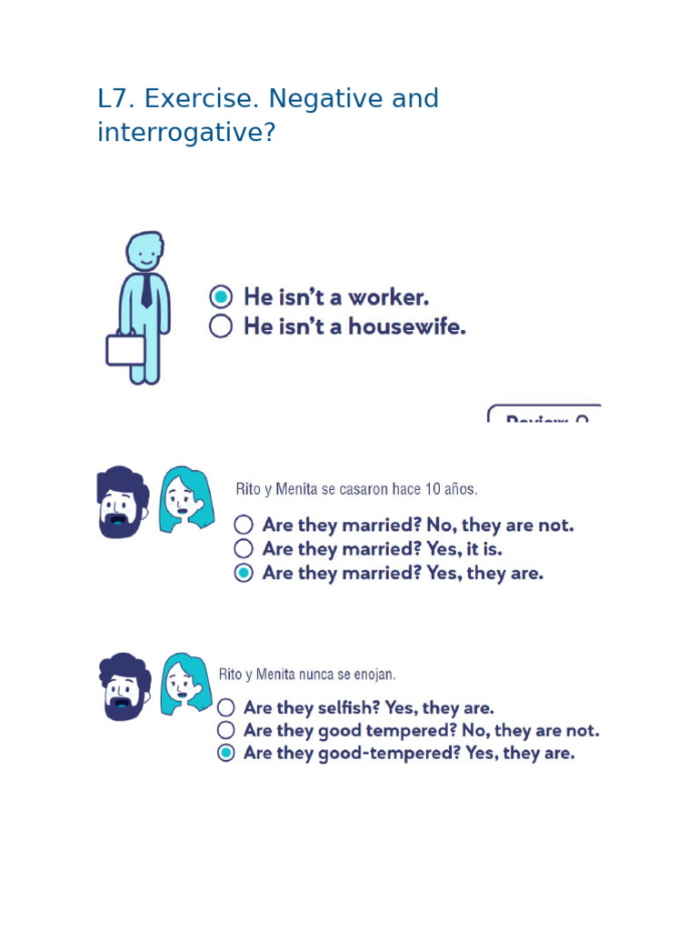 Negative and Interrogative Exercises | PDF