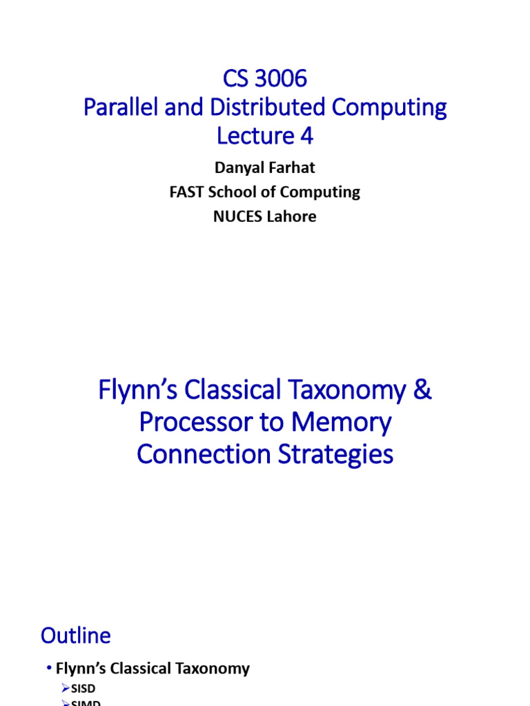 Lecture 4 Flynn's Classical Taxonomy | PDF | Routing | Central Processing Unit