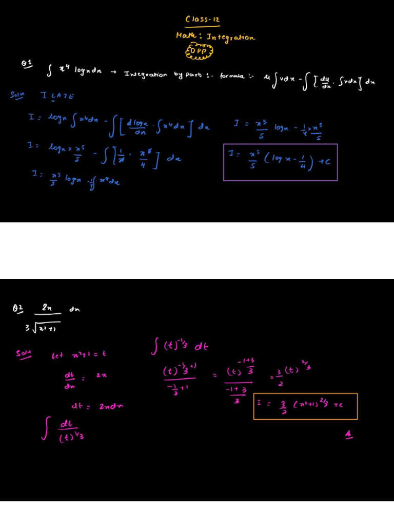 maths class 12 integration dpp | PDF