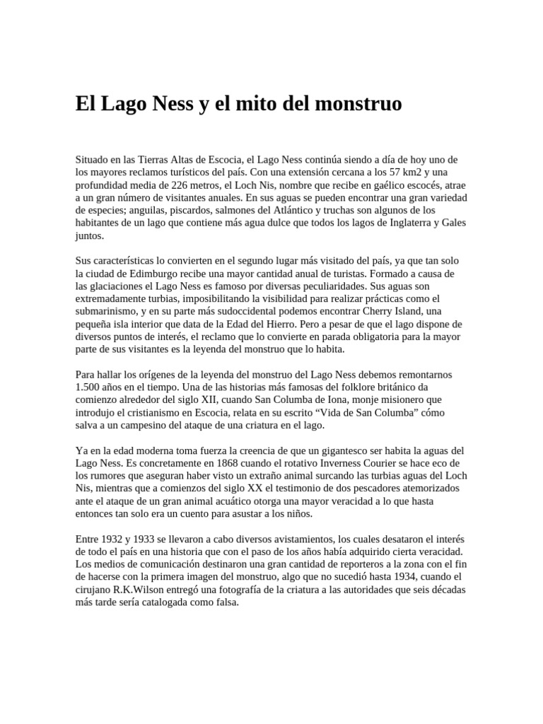 El Lago Ness y El Mito Del Monstruo | PDF