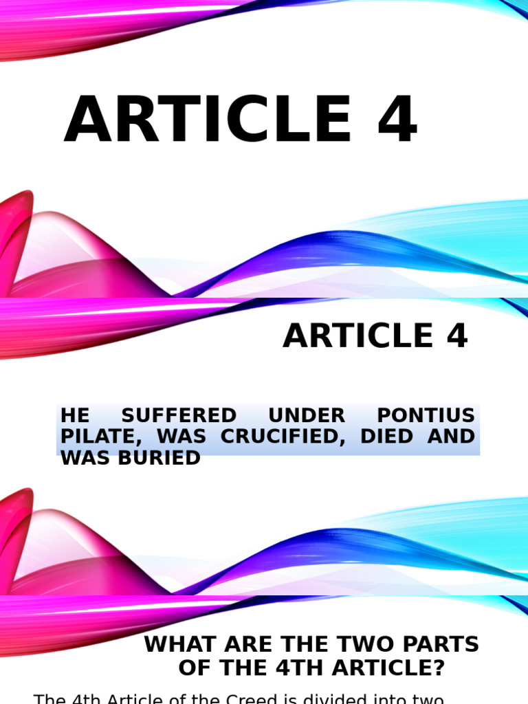 Understanding the 4th Article of the Creed | PDF | Jesus | Crucifixion ...