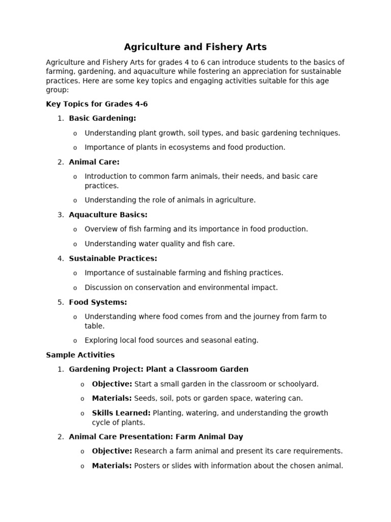 Agriculture and Fishery Arts for Kids | PDF | Agriculture | Sustainable ...