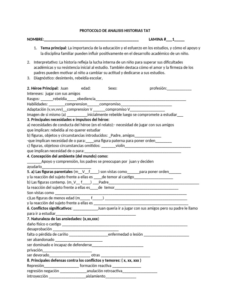 Protocolo TAT | PDF | Sicología | Ciencias del comportamiento