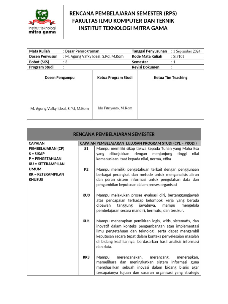 RPS-Dasar Pemrograman | PDF
