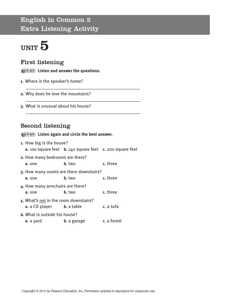 English in Common 2: Unit 5 Listening Activity | PDF