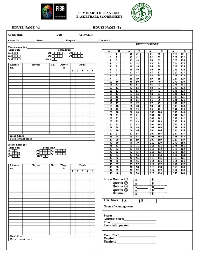 SCORESHEET | PDF | Sports | Sports Rules And Regulations