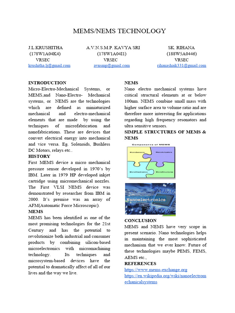 Mems & Nems Technology | PDF | Materials Science | Electrical Engineering