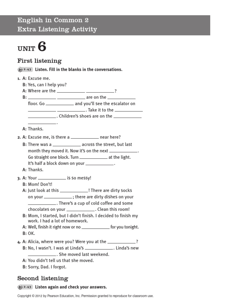 EIC2 Unit6 ExListening Activities | PDF